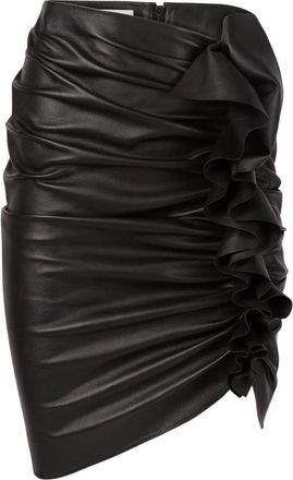 Nina Ricci Femme, Jupes, Noir, Taille: 40 FR Jupe Drap&eacute;e En Cuir Nappa