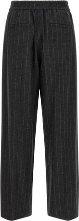 Brunello Cucinelli Micro-Sequin Pinstripe Trousers - Charcoal
