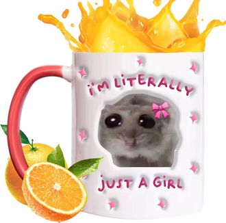Generico Hamster-Keramik-Kaffeetasse, Hamster-Teetasse, lustige Keramiktasse f&uuml;r Tee und Kaffee, 350 ml, buchst&auml;blich nur ein M&auml;dchen, niedliches Tiergetr&auml;nk f