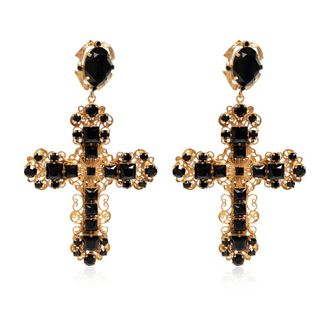Dolce & Gabbana Femme, Accessoires, Jaune, Taille: ONE Size Boucles doreilles clip croix religieuse