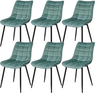 Woltu Woltu - Lot de 6 Chaises de Salle à Manger Chaise de cuisine scandinaves en velours, Pieds en métal, Vert Turc