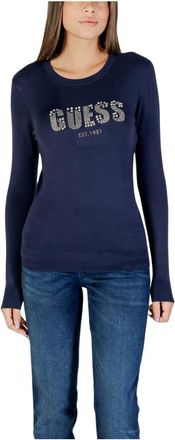 Guess Femme, Pulls, Bleu, Taille: 42 FR Reyna Logo Sweater