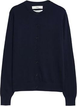 Marks and Spencer Gilet Pur Laine de m&eacute;rinos &agrave; Encolure Ronde Bleu Marine Femmes UK 16 (EU 44)
