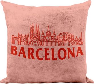 Fabulous Kissen aus Kunstleder, Rosa, Barcelona, minimalistisch, Spanien, Barcelona, für Reisen, 40 x 40 cm, Leder-Haptik, inkl. Bezug und Kissen
