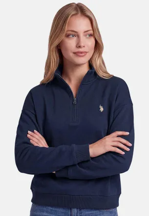 U.S.Polo Association Stehkragenpullover USNoraa - Damen Half-Zip Sweatshirt mit Logo-Stickerei Weich, atmungsaktiv, mit Rippb&uuml;ndchen und dezenter Logo-Stickerei