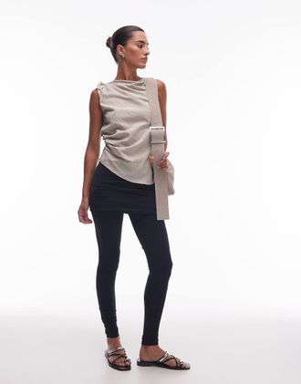 AllSaints Raffi - Leggings in Schwarz mit Umschlagbund