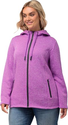 Ulla Popken Damen, große Größen, Strickfleece-Jacke, Kapuze, Reißverschlusstaschen