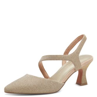 Marco Tozzi Damen Slingpumps Spitz Vegan, Beige (Platinum), 38 EU