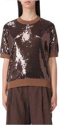 Liu Jo Femme, Tops, Brun, Taille: 40 FR Top paillettes