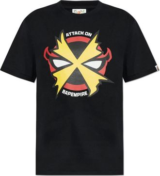 A Bathing Ape A Bathing Ape, Homme, Tops, Noir, Taille: L T-shirt Avec Imprim&eacute; Color&eacute;