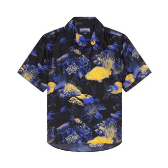 Vilebrequin Homme, Chemises, Noir, Taille: 2XL Chemise Bowling en Soie Caroubis