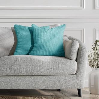 Decoking 58442 2tlg 2 Kissenbez&uuml;ge 45x45 cm Mikrofaser Rei&szlig;verschluss Fleece Kissenh&uuml;llen t&uuml;rkis Henry