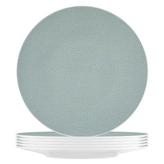 SELTMANN WEIDEN Life Fashion Green Chic Speiseteller 6er Set, 28 cm, Flache Essteller mit modernem Strukturdesign, Mix & Match Geschirr, Porzellan, T&uuml;rkis/Wei&szlig;