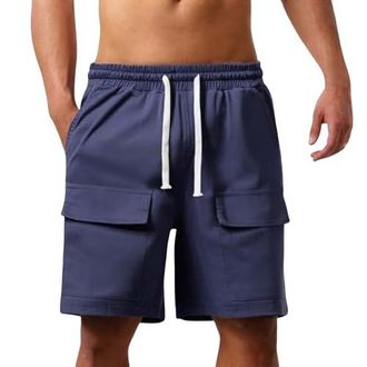 Generic Short pour homme longueur genou pour travail/course &agrave; pied/sport - Coupe extensible - Cordon de serrage - Avec poches - Taille &eacute;lastique - L&eacute;ger - Pou