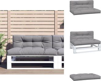 vidaXL Palettenkissen 2-tlg. Grau Stoff - Gartenkissen - Au&szlig;enkissen - Polstersitz - Lounge Cushion - Rattan M&ouml;bel Zubeh&ouml;r
