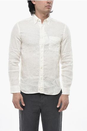Beams Plus Linen Shirt with Button-Down Collar and Chest Pocket size S
