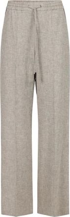 Iceberg Femme, Pantalons, Gris, Taille: 36 FR Pantalon Diagonal en Lin M&eacute;lang&eacute;