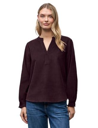 Street One 3412452 Chemisier en Velours c&ocirc;tel&eacute; &agrave; Volants, Jazz Berry, 44 Femmes