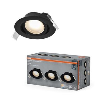 Osram Spot Set LED Einbaustrahler CCT Verstellbar Schwarz, 3er Set Deckenspot Farbwechsel, Click-CCT, 2700-6500K