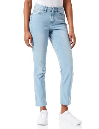 Pieces Damen Pcluna Straight Mw ANK Lb50 Noos Bc, Light Blue Denim, 33W / 30L