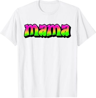BDAZ Mama Graffiti Personalisierter Name Gr&uuml;n Rosa Frauen M&auml;dchen T-Shirt
