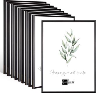 Bildershop-24 10x Kunststoffrahmen modern Bilderrahmen, (21 X 29,7 cm) DIN A4 schwarz, inkl. Tischaufsteller