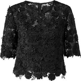Carolina Herrera Oberteil mit Blumenspitze - Schwarz
