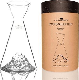 Alaskan Maker Wasserkaraffe 1 l | Hochwertiges mundgeblasenes Kristallglas mit Bergrelief | TOPOGRAPHIC (Pic du Midi)
