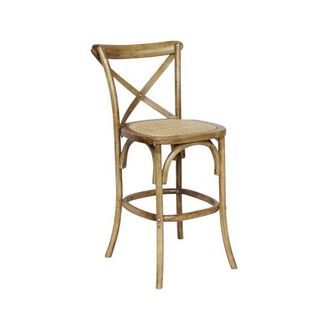 Sweeek Tabouret de Bar bistrot Vintage en Bois Marron Vieilli avec Repose-Pieds