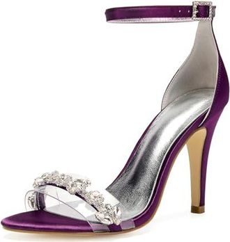 Generic Chaussures De Mariage Femme &Eacute;t&eacute; Sexy Open Toe High Heels Mari&eacute;e Stylet Talons Bureau Travail Soir Sandale Talons Hauts 10.5CM,Violet,41 EU