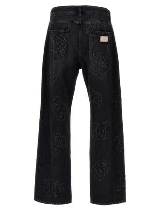 Dolce & Gabbana DG Logo Embellished Jeans - Black