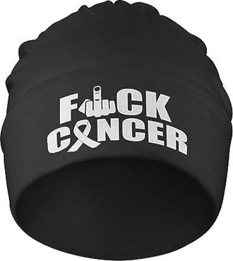 Generic Femme Homme Bonnets De Ski Ruban &laquo; Fuck Cancer &raquo; Et Doigt dhonneur Bonnet &Agrave; Revers Classique Bonnet dhiver Chaud Hiver Chapeaux pour Quotidien Course 