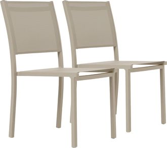 Oviala 2 Gartenst&uuml;hle, Aluminium und cremefarbenes Textilene