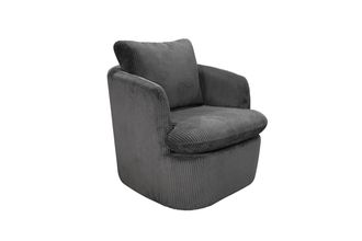 Byliving Sessel Harmony/Grob-Cord dunkelgrau/Vollpolster / 360° drehbar/Polstersessel/Armlehnsessel/Lesesessel/Loungchair/B 72, H 78, T 77 cm