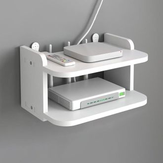 Generic Wandmodemhalter, umweltfreundliche k&uuml;nstliche Panels, rationales Ausrichtungsdesign, mobiler versteckter WLAN-Router for Wohnzimmer-TV(White,40 * 19.5
