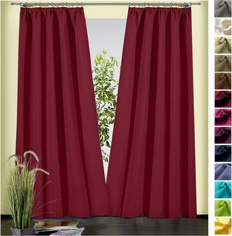 Heimtexland Dekoschal Baumwolle Uni Blickdicht Vorhang Kräuselband Gardine Bordeaux Rot HxB 230x135 Typ625