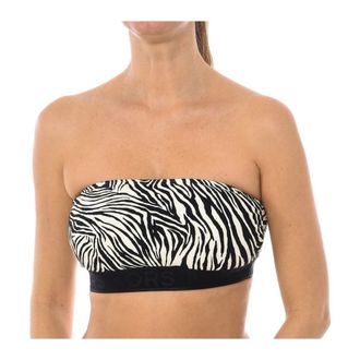 Michael Kors Femme, Sous-v&ecirc;tements, Multicolore, Taille: 38 FR Bandeau Zipped-back Zebra-print Bikini Top