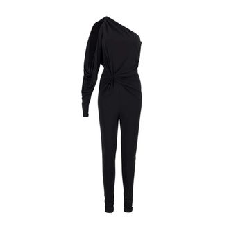 Saint Laurent Schwarzer One-Shoulder-Jumpsuit - - Jumpsuits & Playsuits - Damen - Schwarzk - M