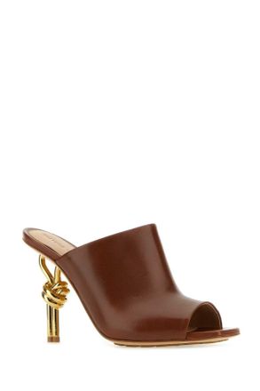 Bottega Veneta Womens Brown Nappa Leather Knot Mules Marrone Sandali Sandal