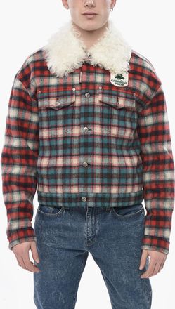 Dsquared2 Checked Wool-Blend Jacket CANADIAN JEAN with Fur Collar Dsquared2