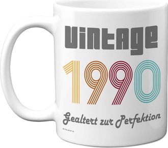Stuff4 35. Geburtstagsgeschenke - Vintage 1990 Gealtert zur Perfektion Tasse - Geburtstag Retro Tasse für Männer und Frauen, 325 ml Premium-Keramiktasse, Spü