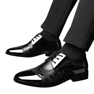 Generic Chaussures habill&eacute;es pour homme confortables et larges en cuir &agrave; lacets Oxfords Chaussures formelles &agrave; bout pointu Chaussures derby tendance et polyva