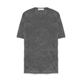 Our Legacy Anthrazitgraues Rundhals-T-Shirt mit Logo-Patch - - Tops - Herren - Grau - M