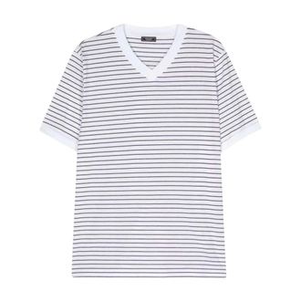 PESERICO Homme, Tops, Blanc, Taille: XL T-shirt à rayures col V