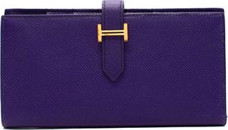 Herm&egrave;s Purple Bearn Wallet with Gold Hardware