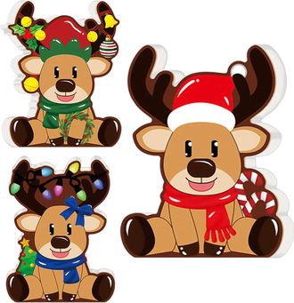 Generico Weihnachtsdekoration, 2D-Dekoration f&uuml;r abgestufte Tabletts, 3 St&uuml;ck, Tischdekoration, rustikaler Stil, f&uuml;r den Innenbereich, Schreibtisch, Tischdecke