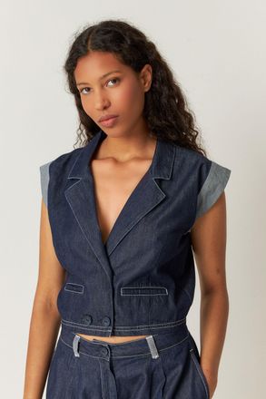 SKFK Damen vegan Denim Shirt Iduia Blau