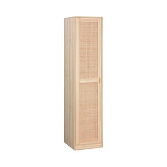 Sweeek Armoire Dressing cannage et Effet Bois. Garde-Robe 1 Porte. 5 &eacute;tag&egrave;res H180cm