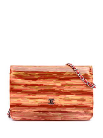 Chanel sac à bandoulière verni à rayures (2013-2014) - Orange
