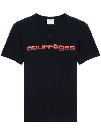 Courrèges t-shirt à logo imprimé - Noir